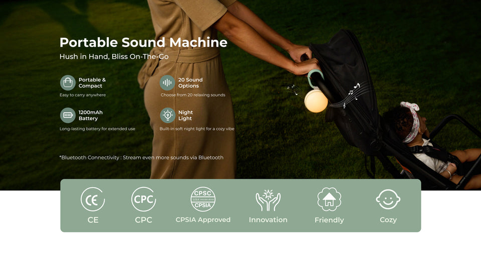Portable Baby Sound Machine for Travel, Stroller & Sleep | Momcozy